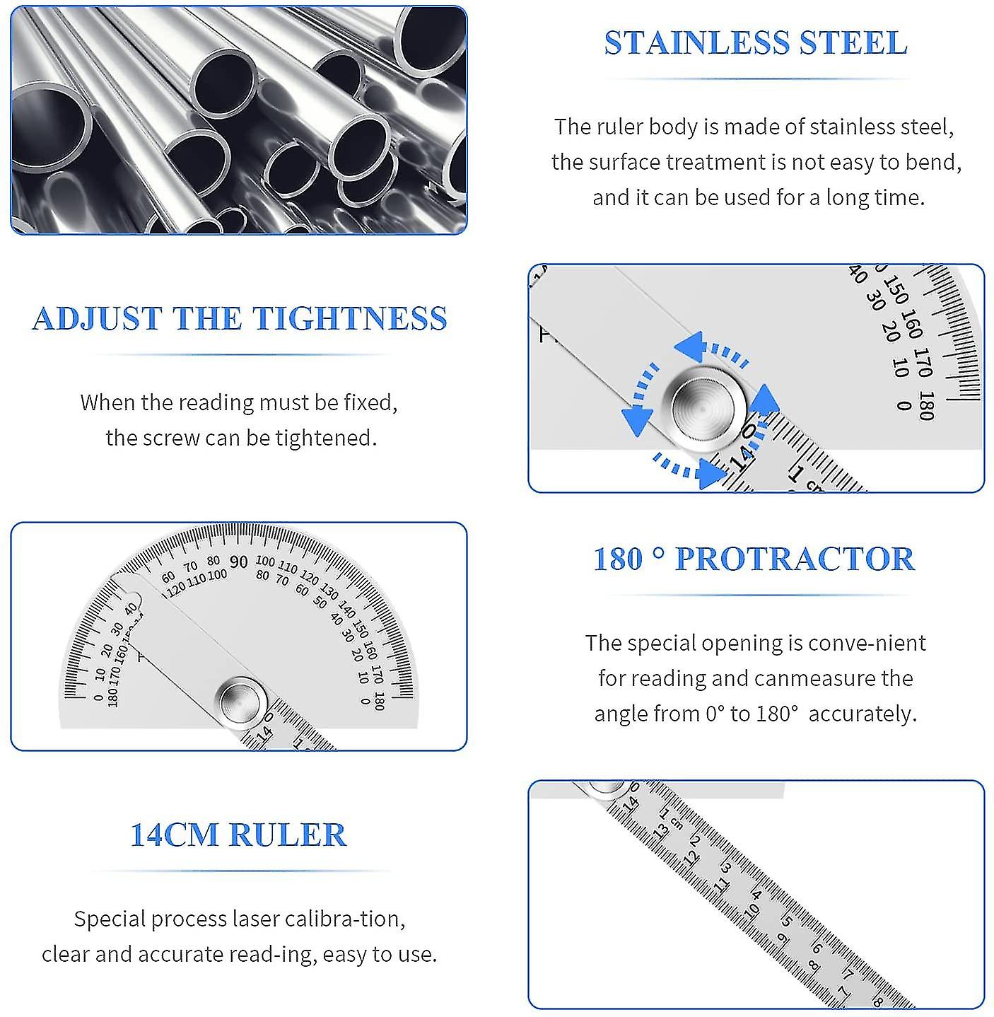 Stainless Steel Protractor, Round Head Protractor, Protractor ...