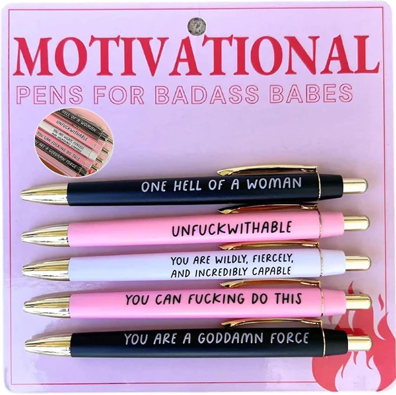 Motivational Badass Pen Set, Funny Pens Swear Word Daily Pen Set, Motivational Pens For Badass ...