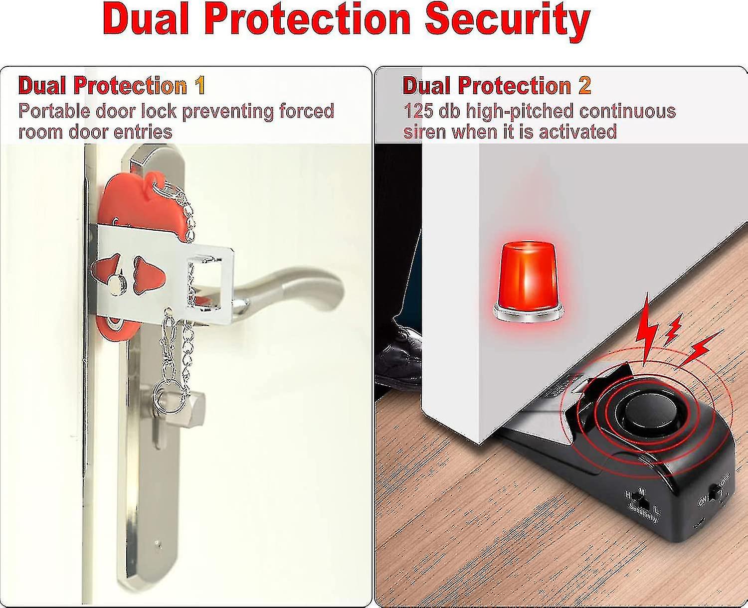 Portable Door Lock And Door Stop Alarm, Double Protection Safety Door ...