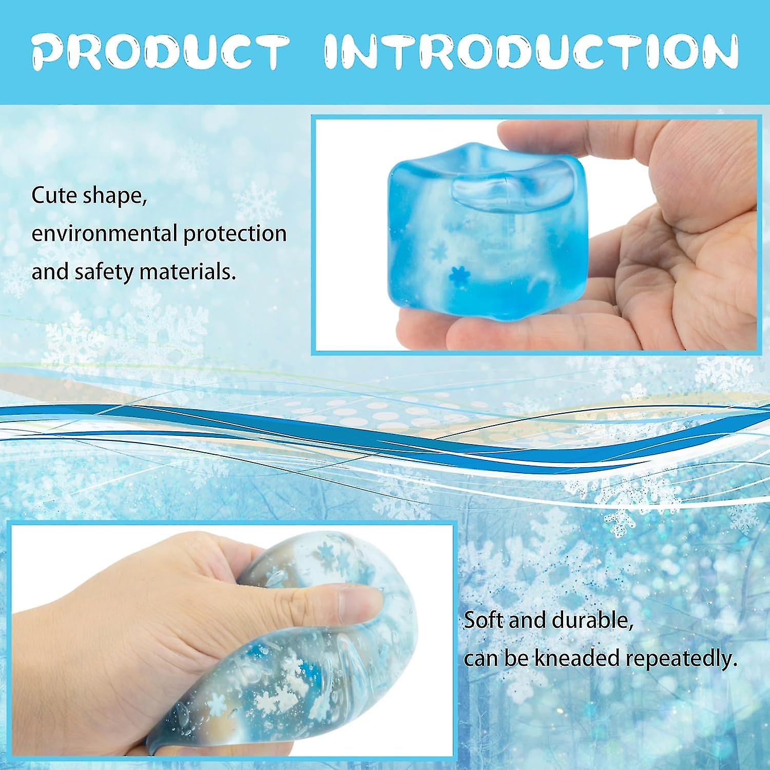 Ice Cube Squishy Toys, Tpr Transparent Ice Block Mochi Squishy Fidget ...