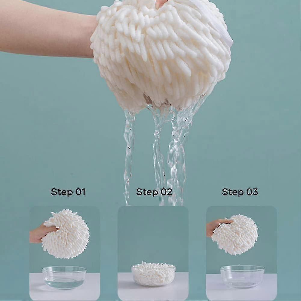 2pcs Soft And Absorbent Plush Ball Towels, Dry Hand Towels With Loop ...