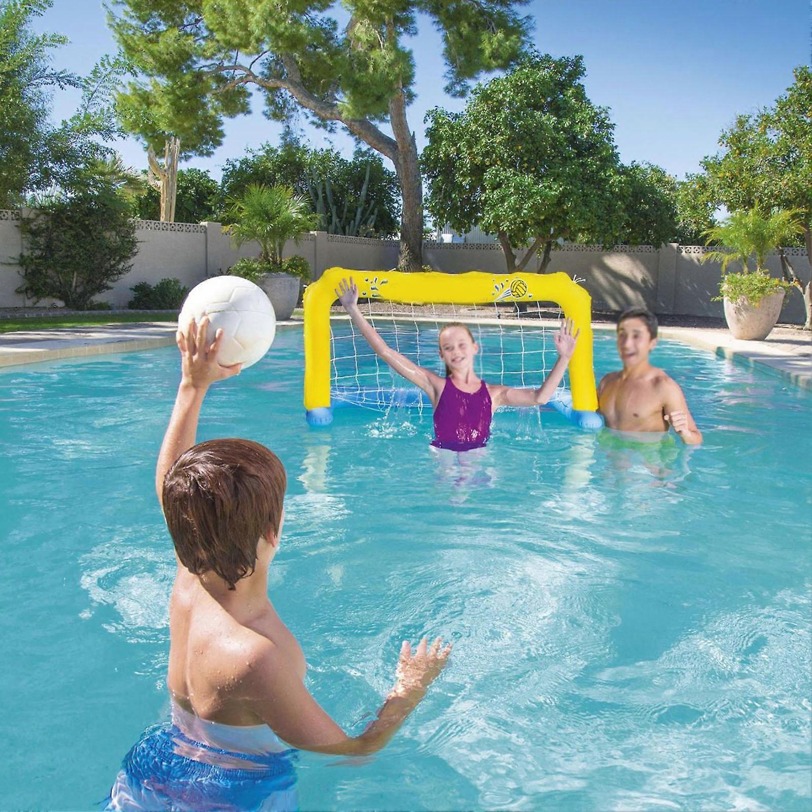 Inflatable Pool Volleyball Set with Volleyball Net Hoops Thickened Safe ...