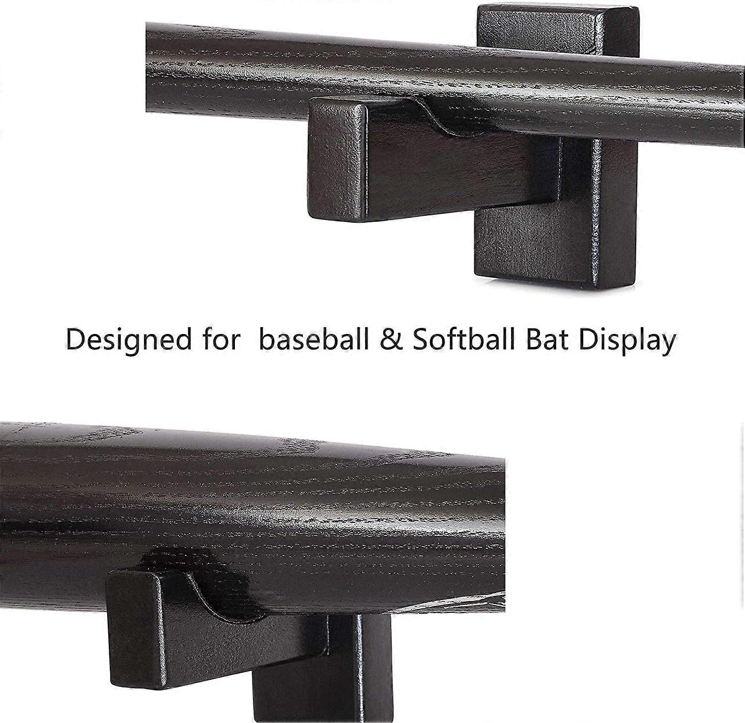 Baseball Bat Display Case, Wall Mount Solid Handmade Horizontal Rack ...
