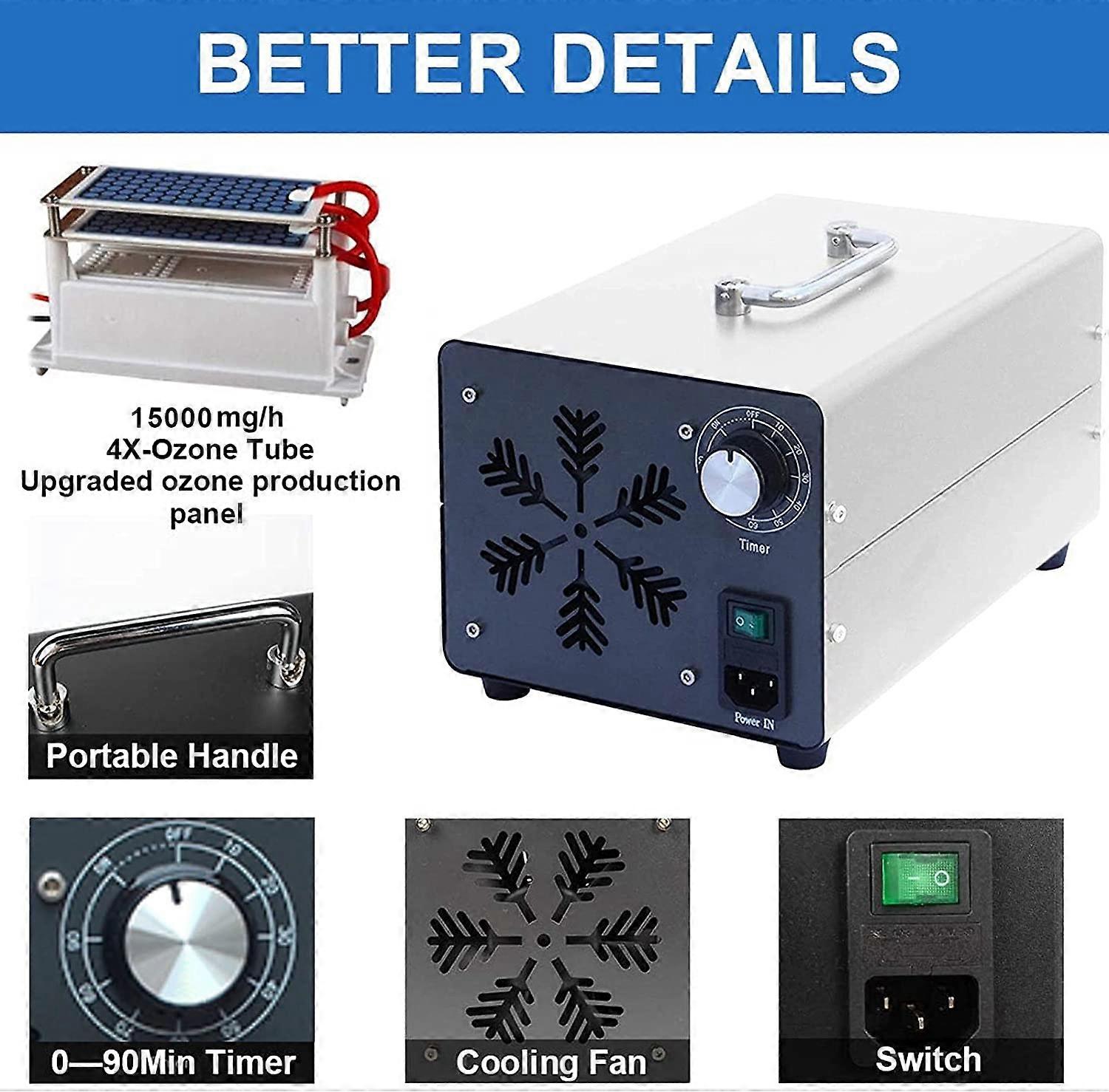 Ozone Generator 15000 Mg/h Industrial Ozone Sterilizer O3 Air Purifier, Home Deodorizer ...