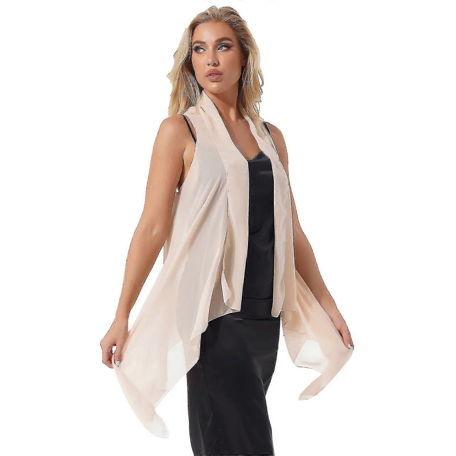 Women's Sleeveless Draped Open Front Cardigan Vest Asymmetric Hem Long ...