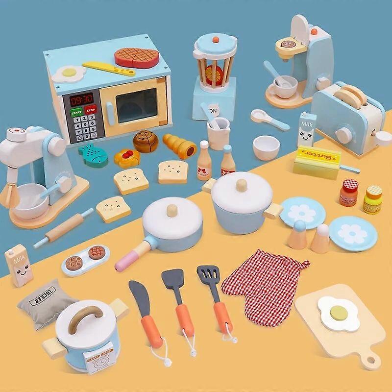 Wooden Simulation Kitchen Toy Children Pretend To Cook Play House Bread ...