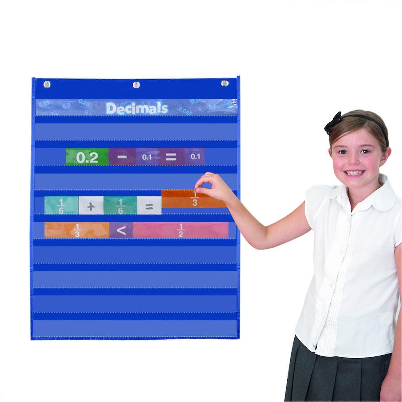 Classroom Accessory Pocket Chart with Fractions Decimals Cards Hanging ...