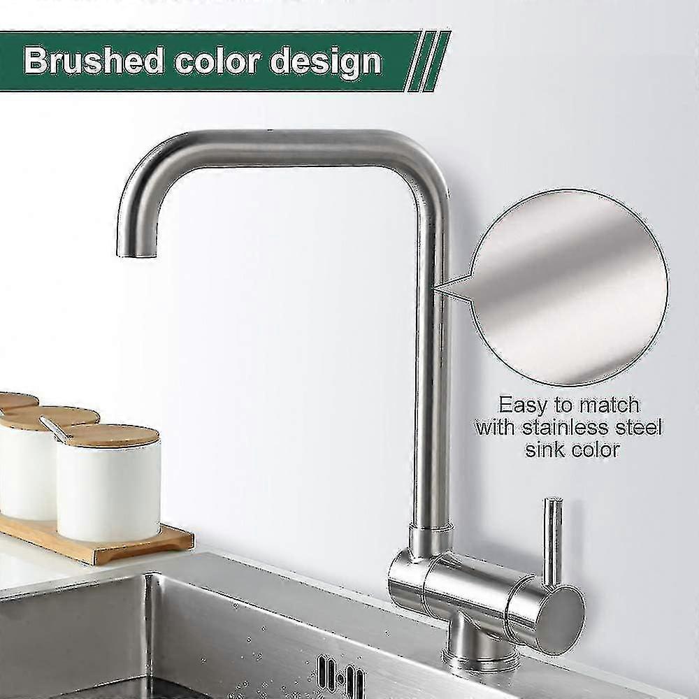 Folding Kitchen Tap 360 Swivel Sink Mixer, Brushed Nickel Steel Kitchen ...