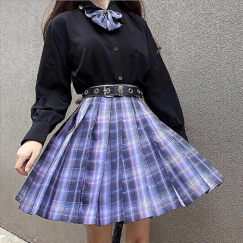 School Girl Uniform Pleated Skirts Japanese School Uniform High Waist A-line Plaid Skirt Sexy Jk ...