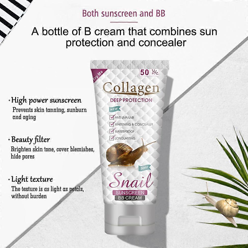 3Pcs 50g Collagen Snail Sunscreen Cream Protector Facial Solar Sun Block Spf 50 Gel Isolation ...