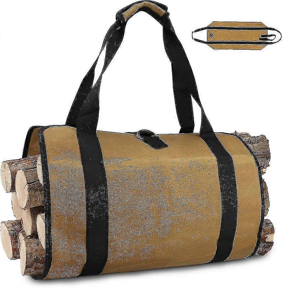 Canvas Log Bag Fireplace Firewood Storage Bag Large Capacity Outdoor ...