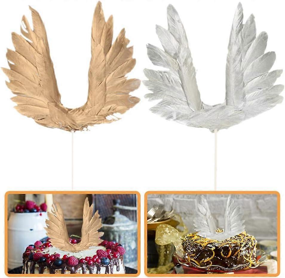 Heytea 2pcs Creative Cake Topper Angel Wings Cake Topper Delicate Wing ...