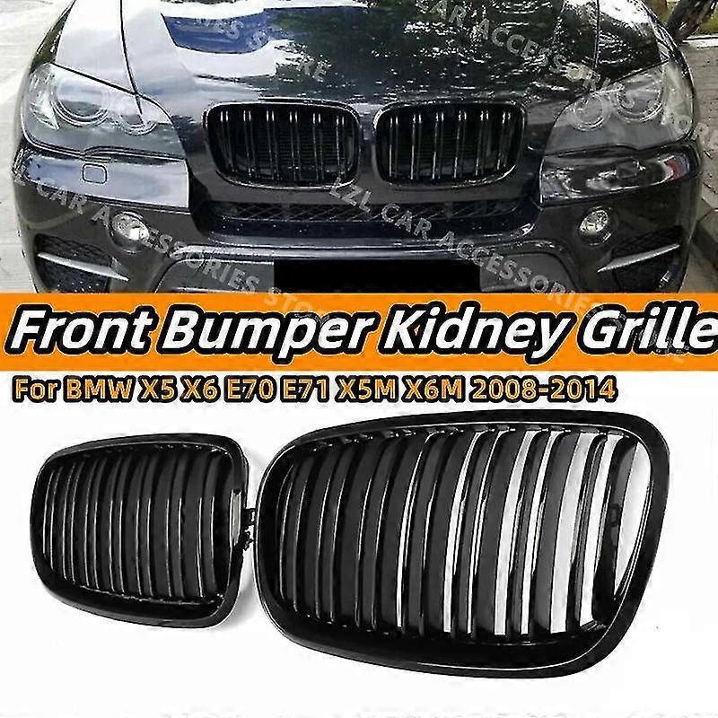 Pair Double Slat Front Bumper Grill For Bmw X5 X6 E70 E71 X5m X6m 2007 ...