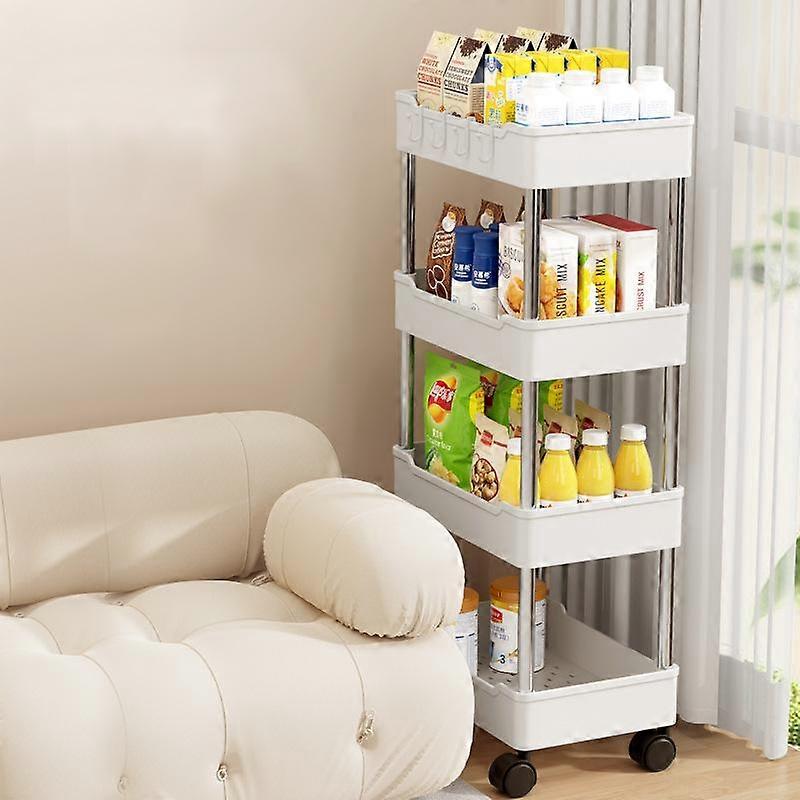 Bathroom Kitchen Storage Rack With Wheels 3/4 Layer Rolling Utility ...