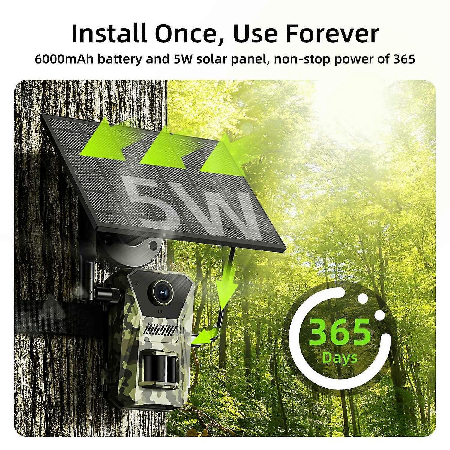 Type A F8 Solar 4G Trail Camera Waterproof PIR Night Vision HD Outdoor ...