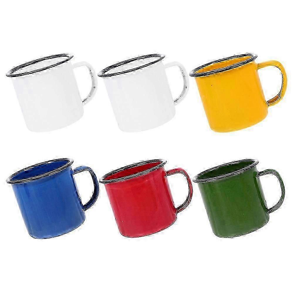 6pcs Handheld Enamel Mugs Retro Style Enamel Cups Colored Enamel Mugs ...