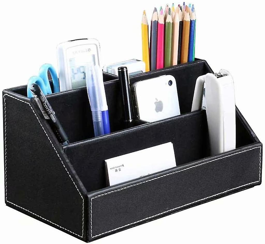 Wooden Structure Leather Multifunctional Desk Organizer (black) | Fruugo NO