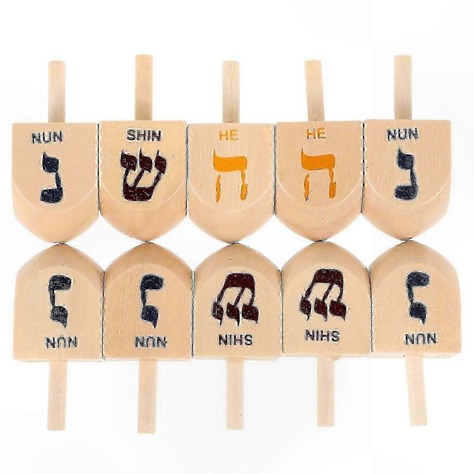 10-Pack Wooden Dreidel Set for Hanukkah, Classic Spinning Tops for Kids ...