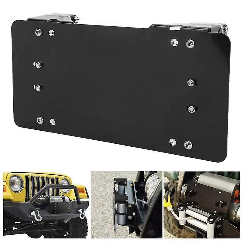 License Plate Bracket Black Stainless Steel Winch License Plate Holder ...