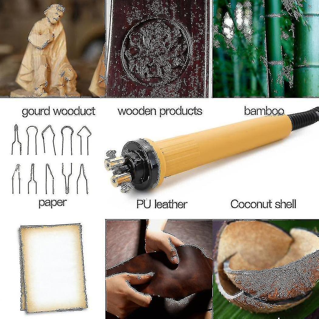 Wood Burner Pyrography Pen Burning Machine Gourd Crafts Tool Set With ...
