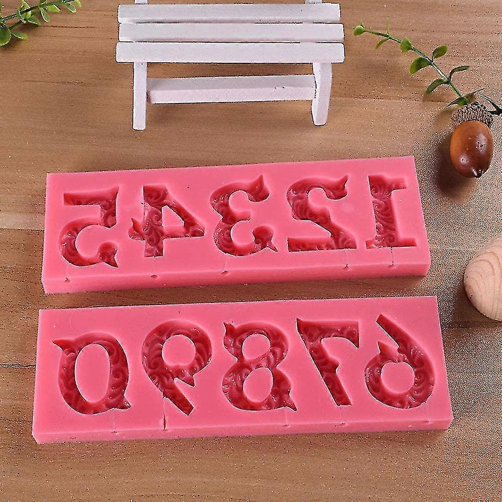 Silicone Number 0-9 3d Embossed Fondant Chocolate Mold With Stick Hole ...