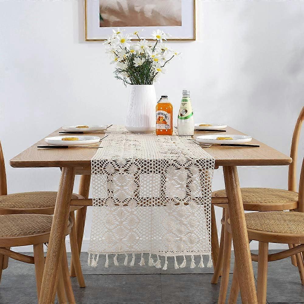 Rectangular Macrame Table Runner, Crochet Lace, Elegant Mesh Tablecloth for Rustic, Crochet ...