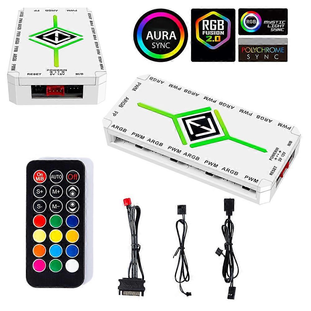 5V 3 Pin ARGB Controller Cooling 4 Pin PWM Fan Hub PWM ARGB Fan Hub for ...