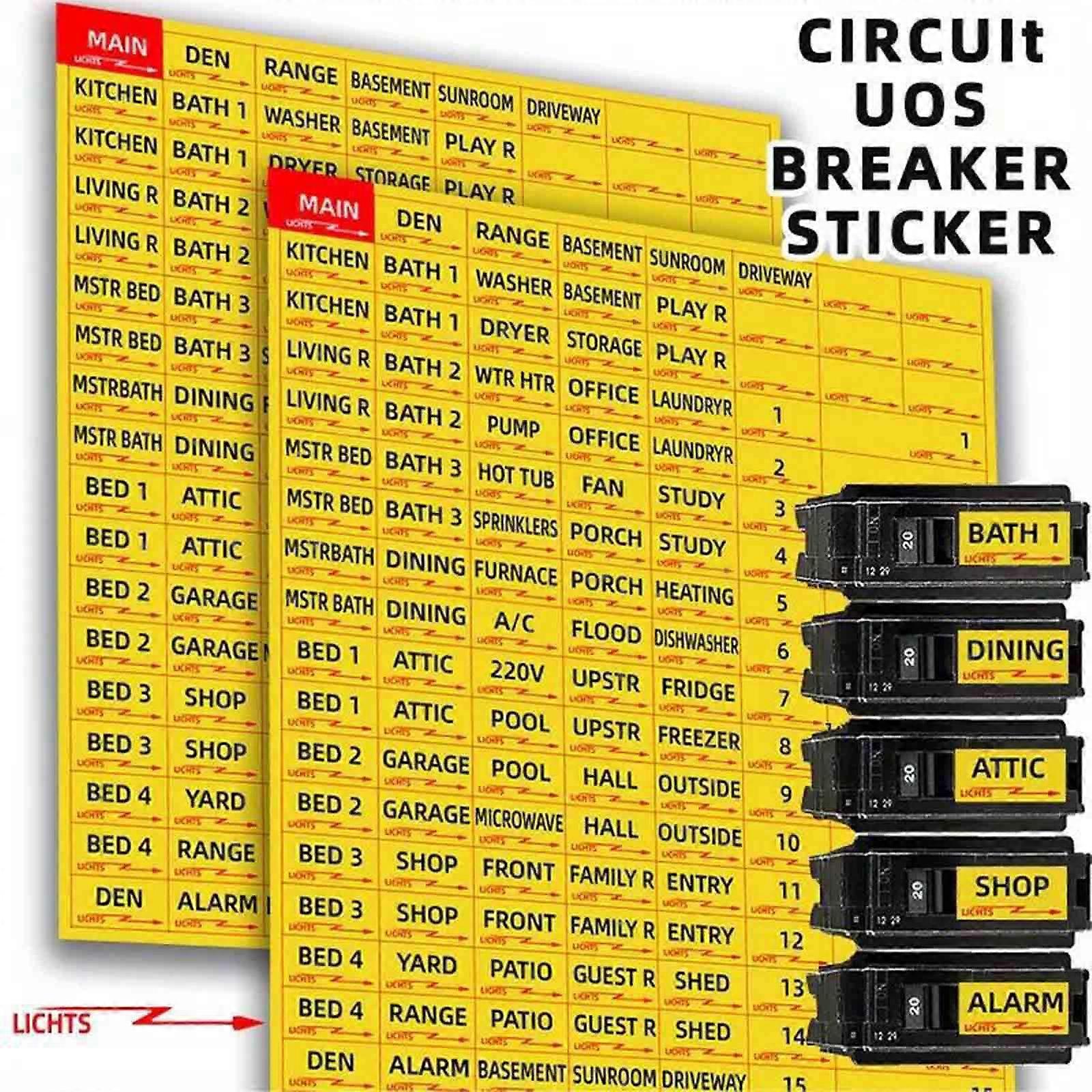 Circuit Breaker Labels 2PCS Water Proof Breaker Box Labels Self ...