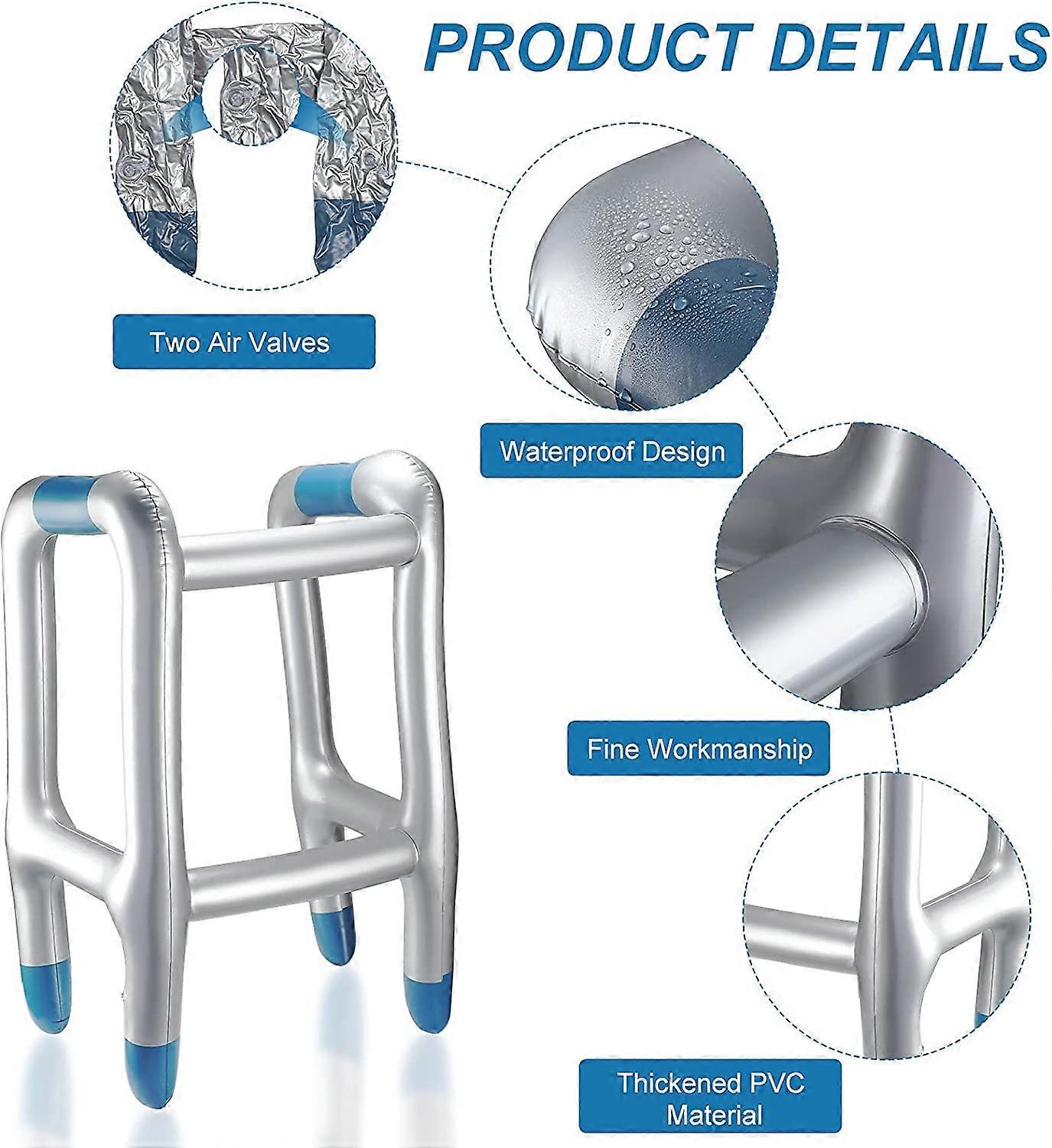 4 Pieces Inflatable Walker and Cane PVC Folding Inflated Walker Blow Up ...