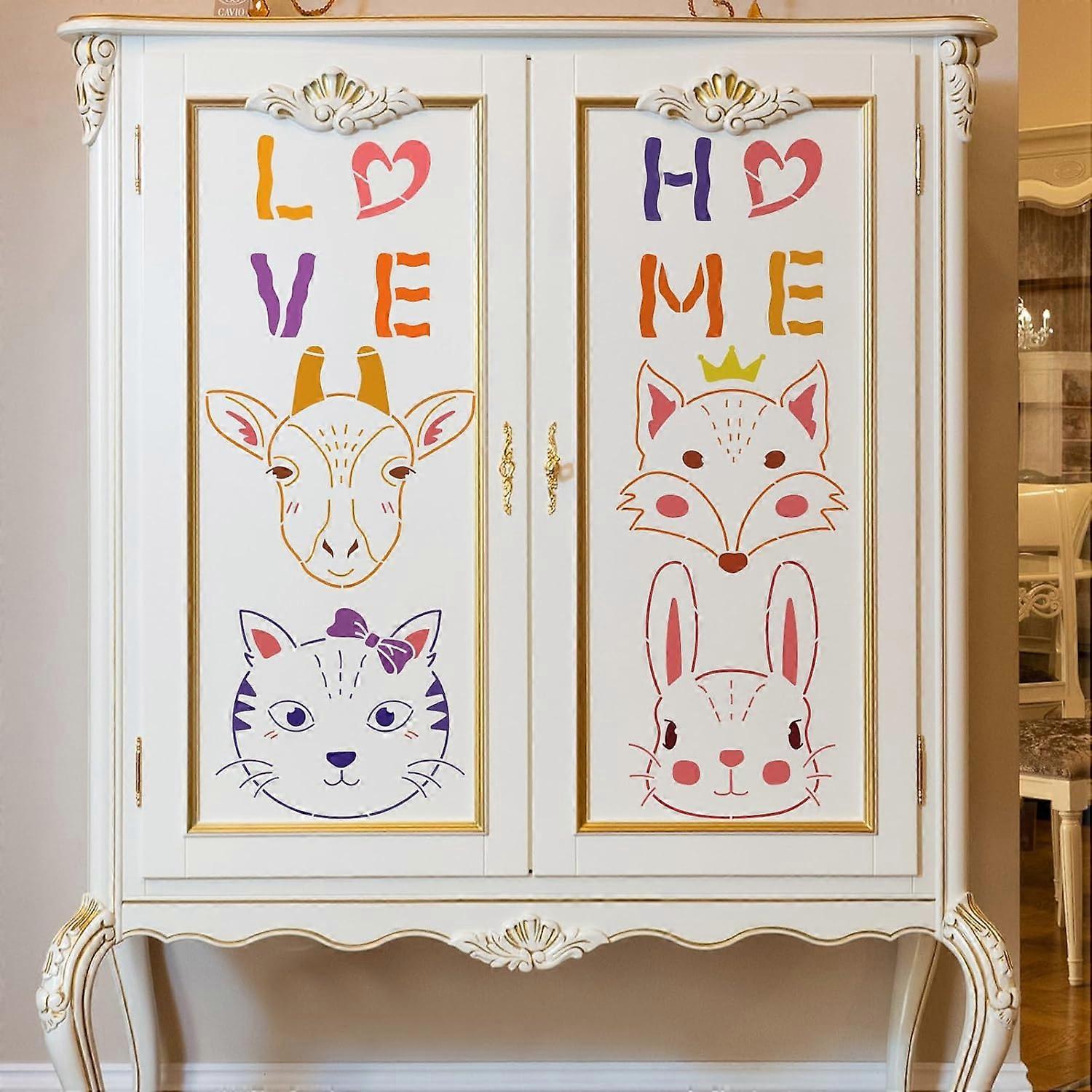 6PCS Animals and Words Stencils for Painting 11.8x11.8inch Large ...