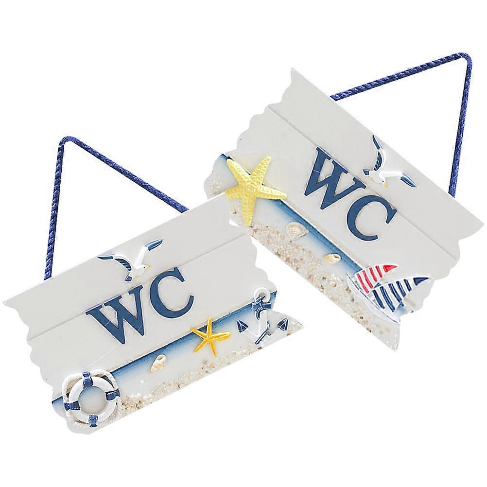 2pcs Toilet Signs WC Sign Wall Sign Mediterranean Style Hanging WC Door ...