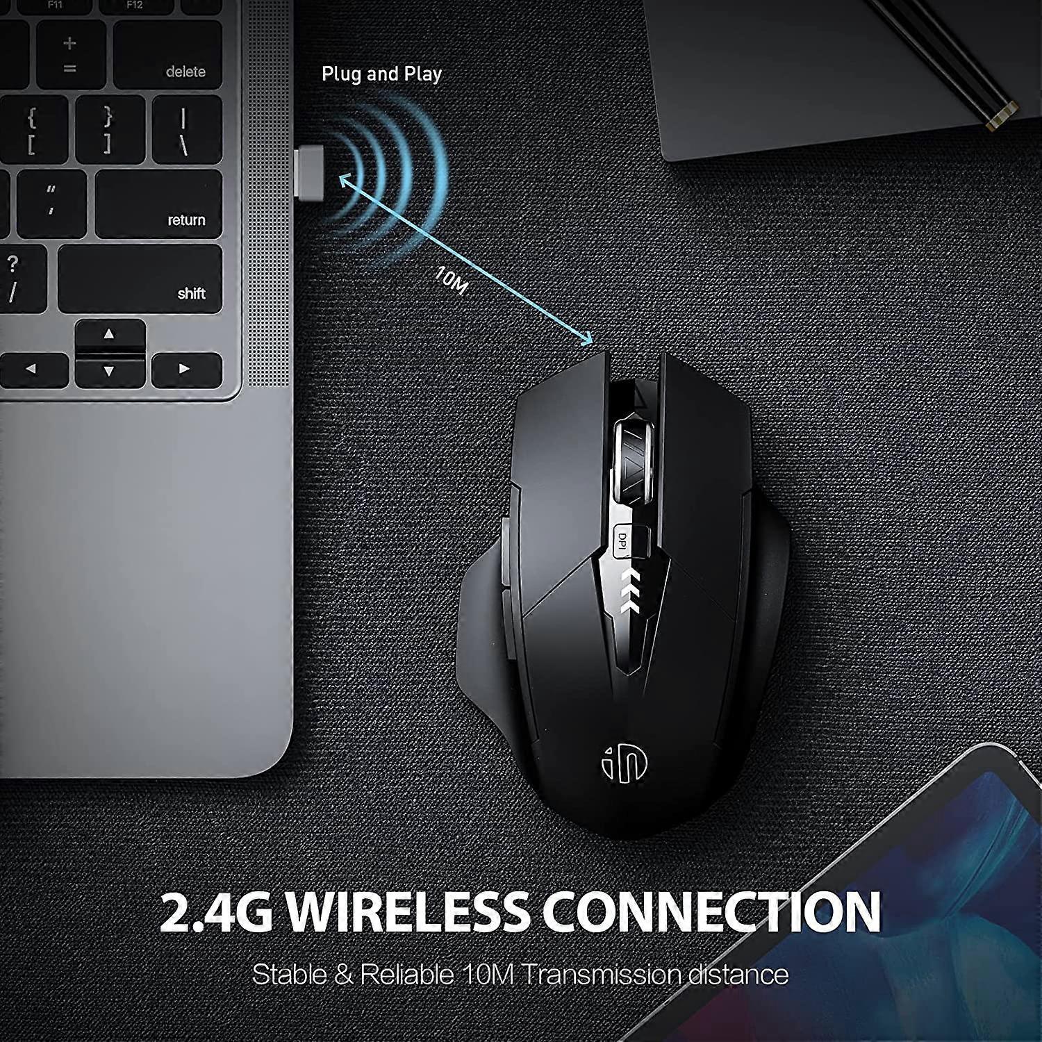 Wireless Mouse, [Upgraded: Battery Level Visible] Large Ergonomic ...