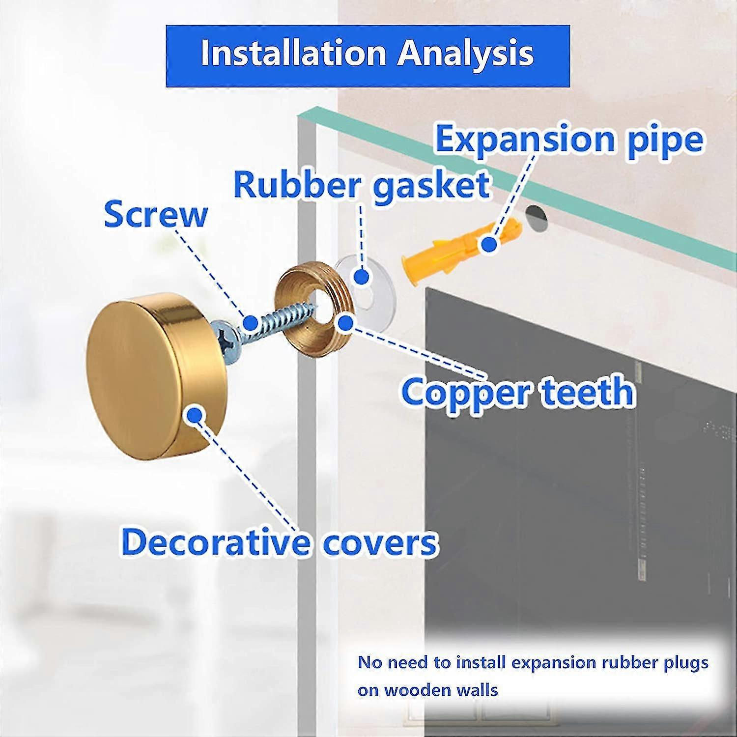 20 Pack 14mm Mirror Screws, Brushed Stainless Steel Screw Caps With ...