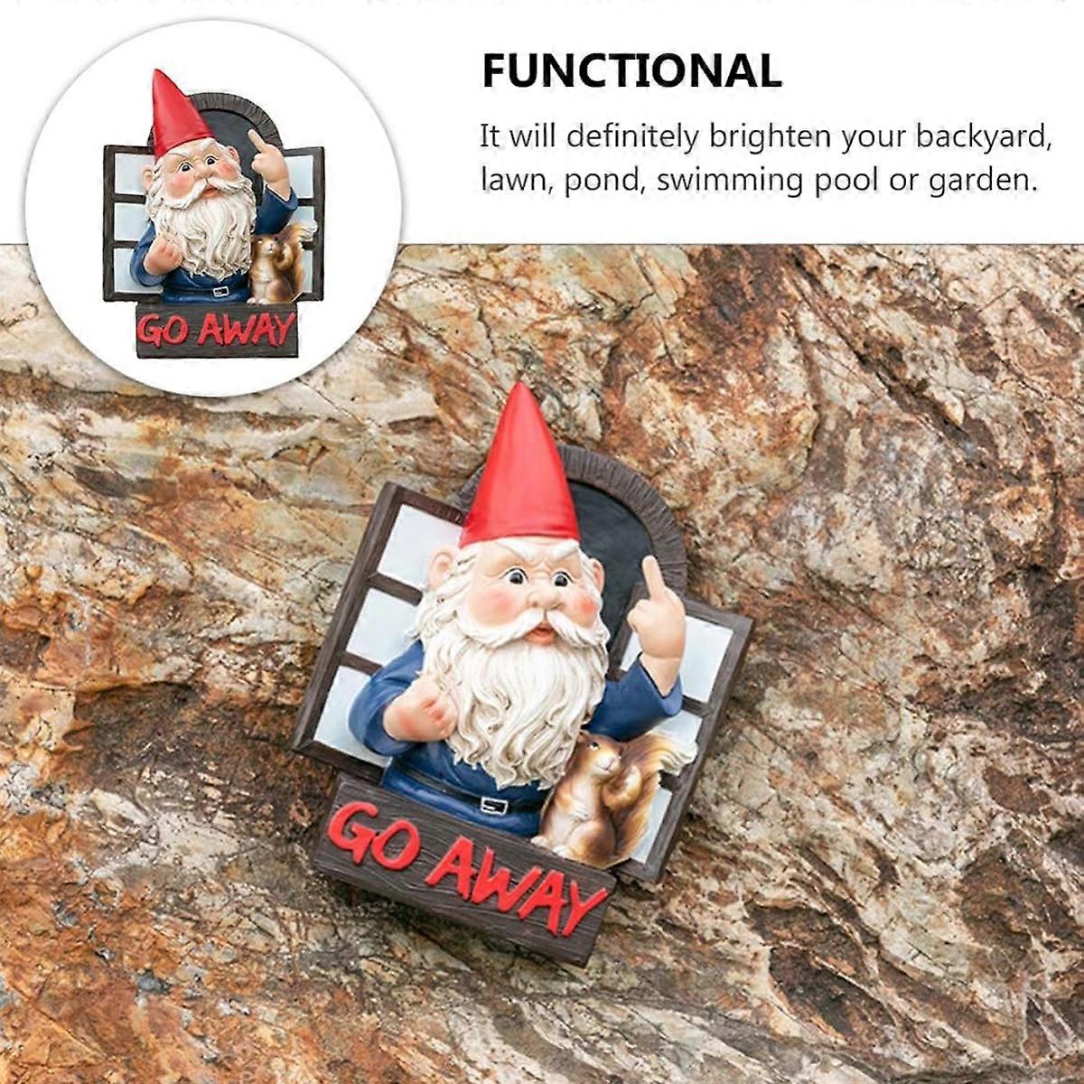 Rude Middle Finger Gnome Statue, Grumpy Garden Gnome Decor | Fruugo UK