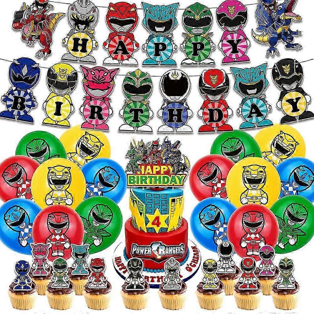 Power Rangers Themed Party Decor Birthday Banners Cake Toppers Balloons ...