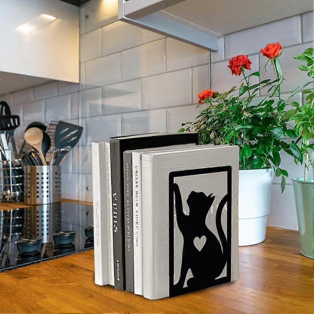 Two-piece metal cat bookends, with anti-slip stickers | Fruugo UK