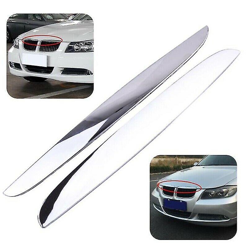 2pcs Chrome Abs Front Bumper Above Kidney Grille Hood Cover Trim ...
