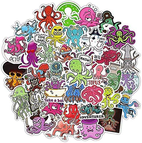 Octopus Stickers 50 Pcs Vinyl Waterproof Octopussticker Pack For Water ...