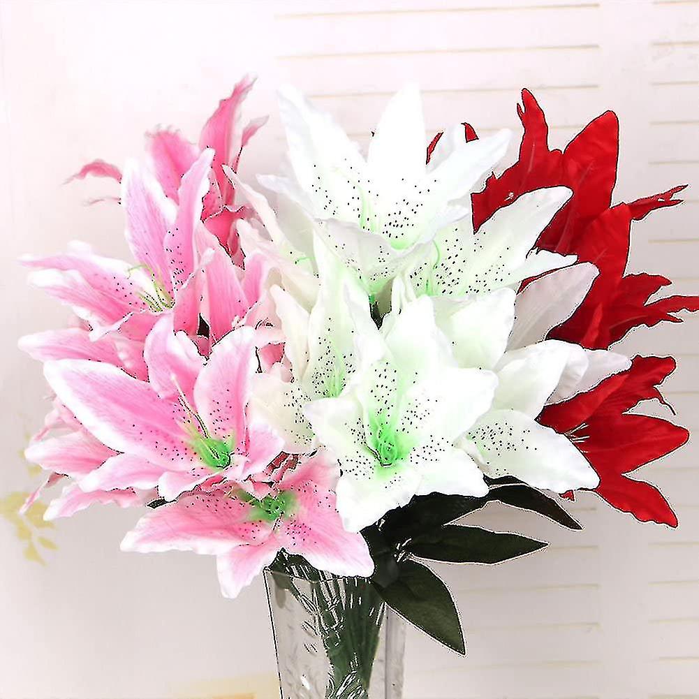 2pcs Artificial Lily 10 Fake Lily Artificial Flower Wedding Party Decor ...