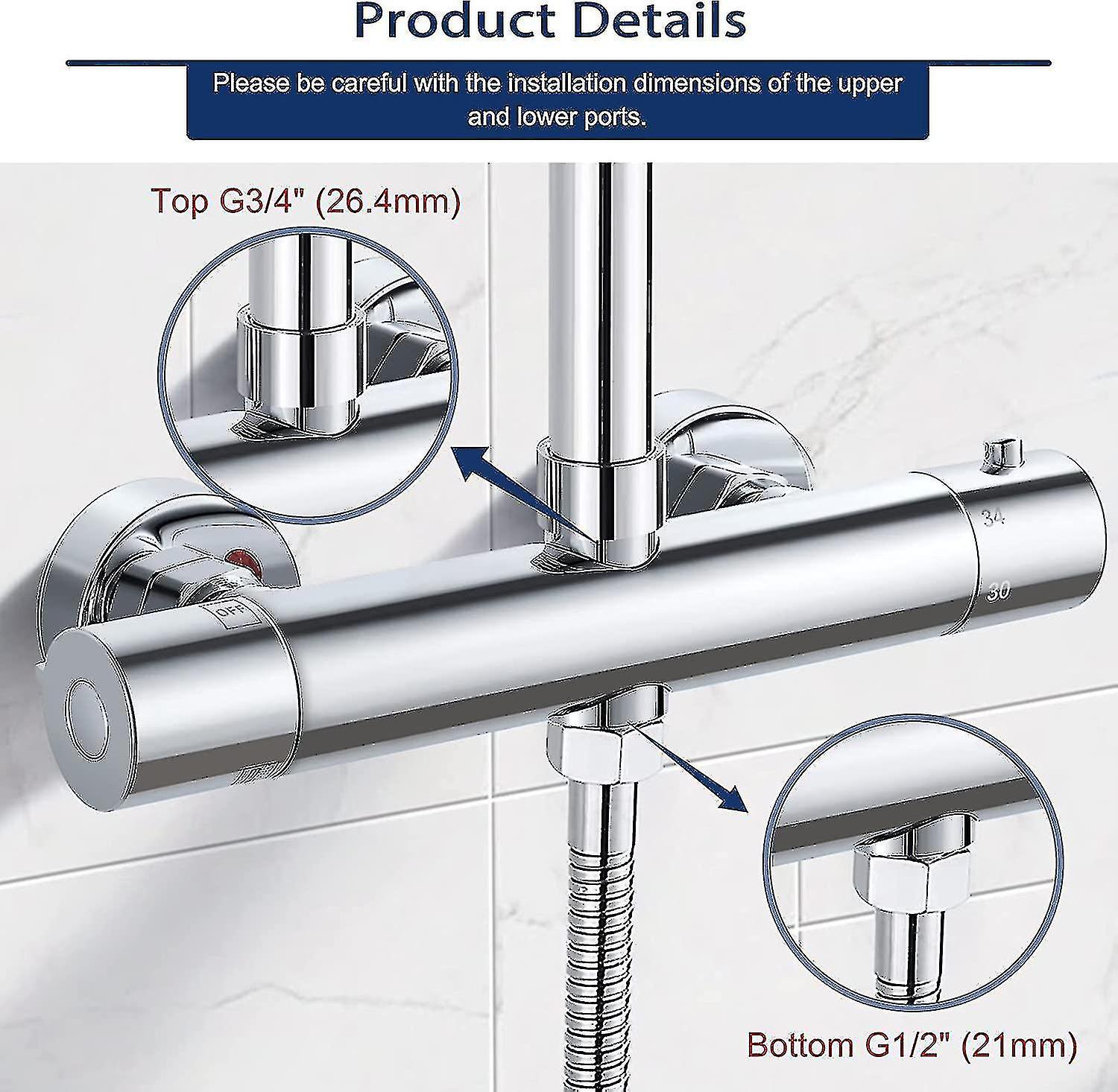 Mixer Thermostatic Shower 2 Outputs, Brass Shower Thermostatic Tap ...
