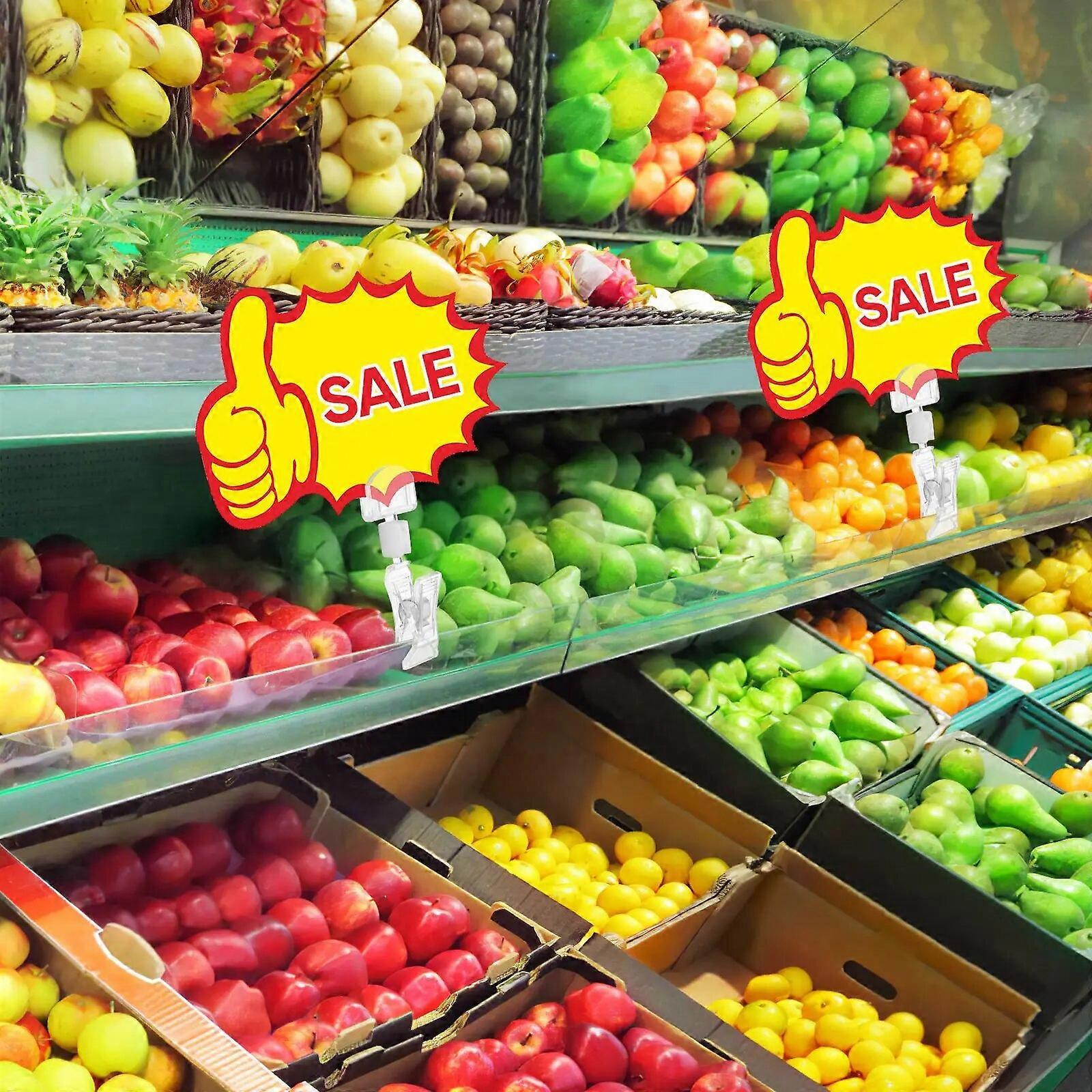 10pcs Advertising Label Rack Acrylic Price Tag Clips Plastic Basket ...