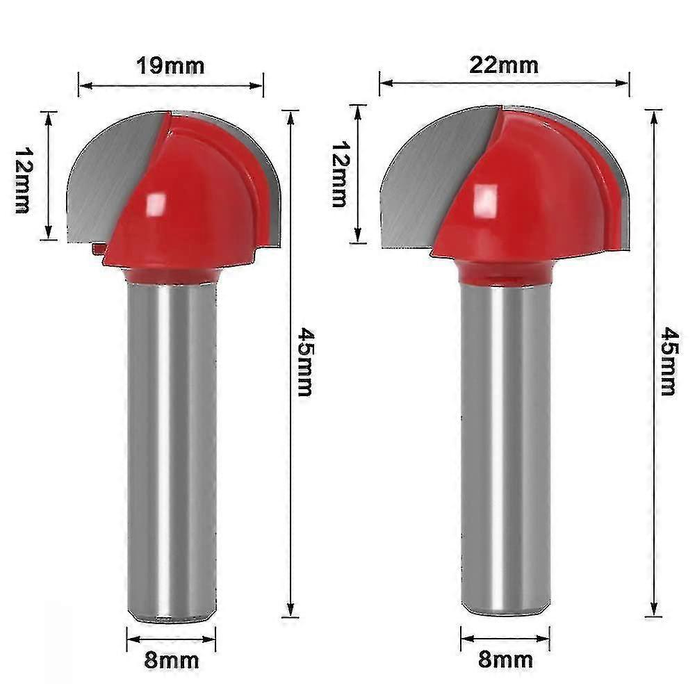 Wood Round End Mill, 5 Piece Milling Bits 8mm Shank 12/16/19/22/25mm ...