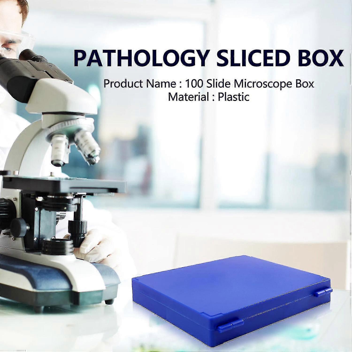 Royal Blue Plastic Rectangle Hold 100 Microslide Slide Microscope Box ...