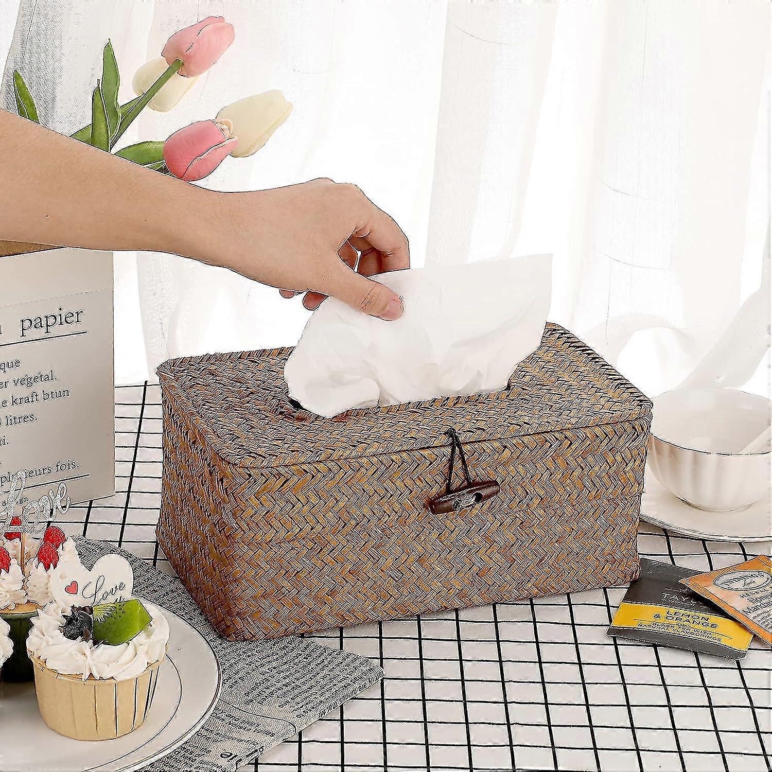 Rectangular Tissue Box, Reed Woven Box Dispenser, Tissue Dispensers For ...