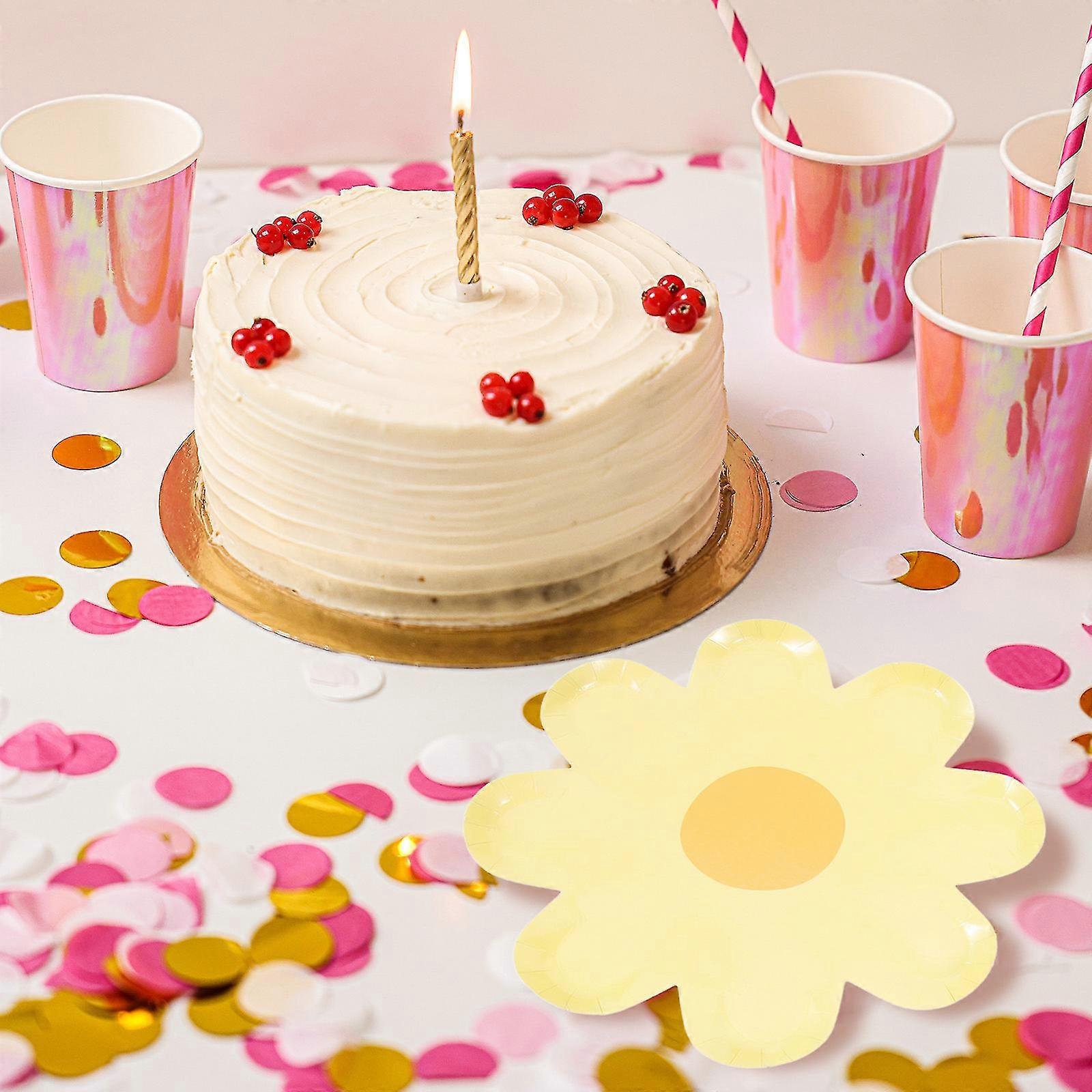 40pcs Disposable Paper Plates Cake Plates Flower Shaped Party Plates ...