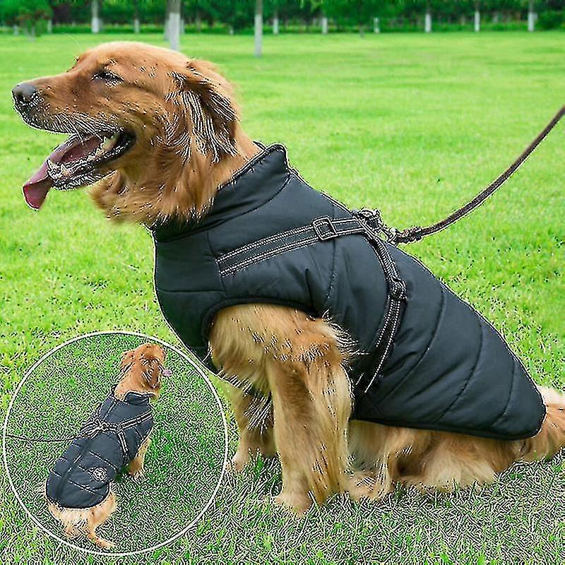 Warm Waterproof Jacket With Harness For Pet Dog Winter Comfy Cotton ...