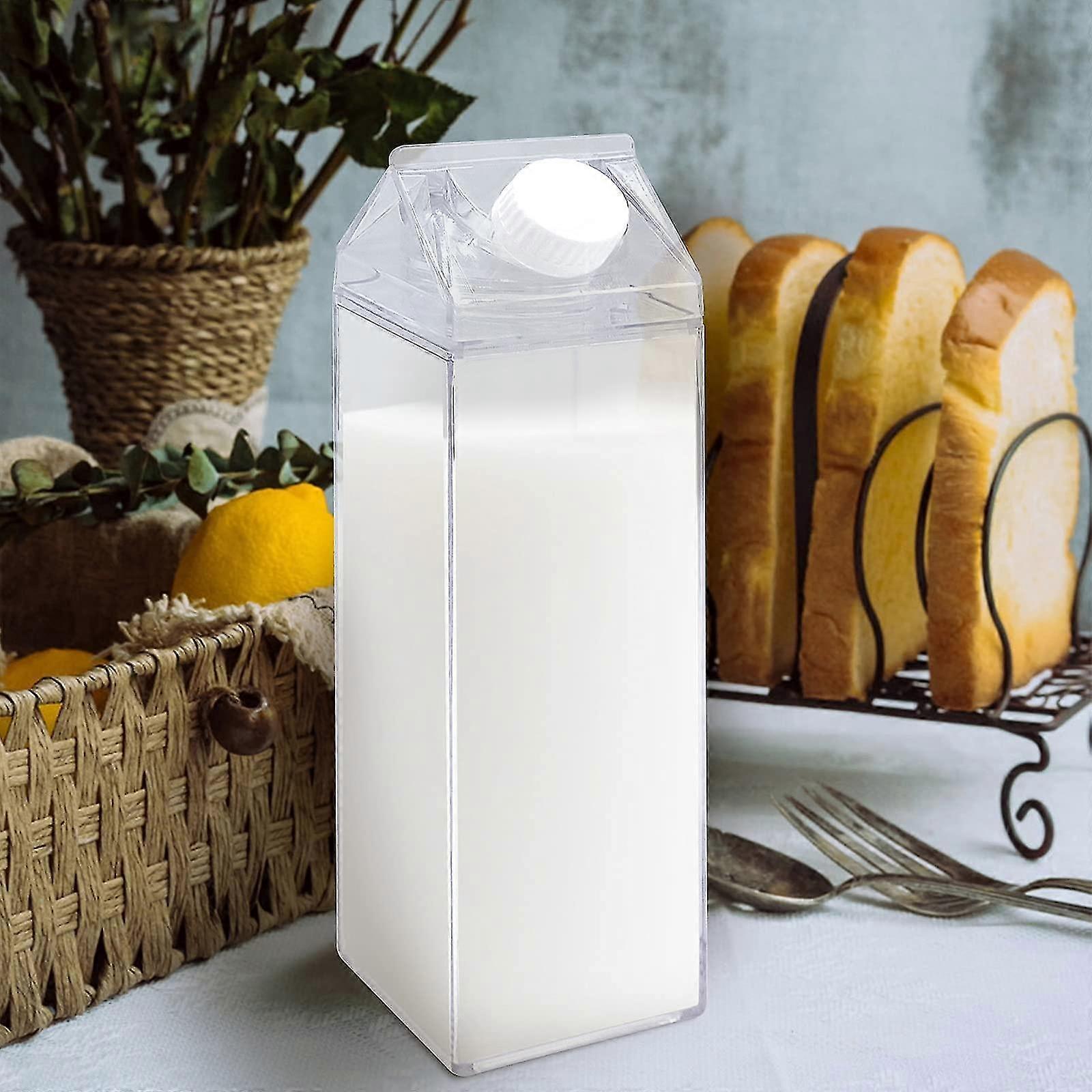 2 Pieces Transparent Milk Bottle Milk Carton With Decorative Stickers ...