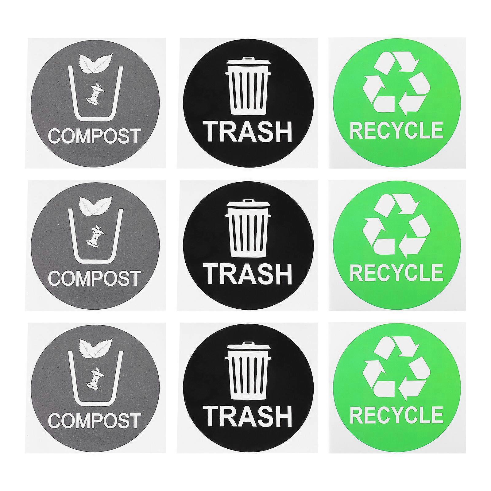 9 Pcs Sticker Labels Garbage Can Sticker Rubbish Can Decals Garden ...