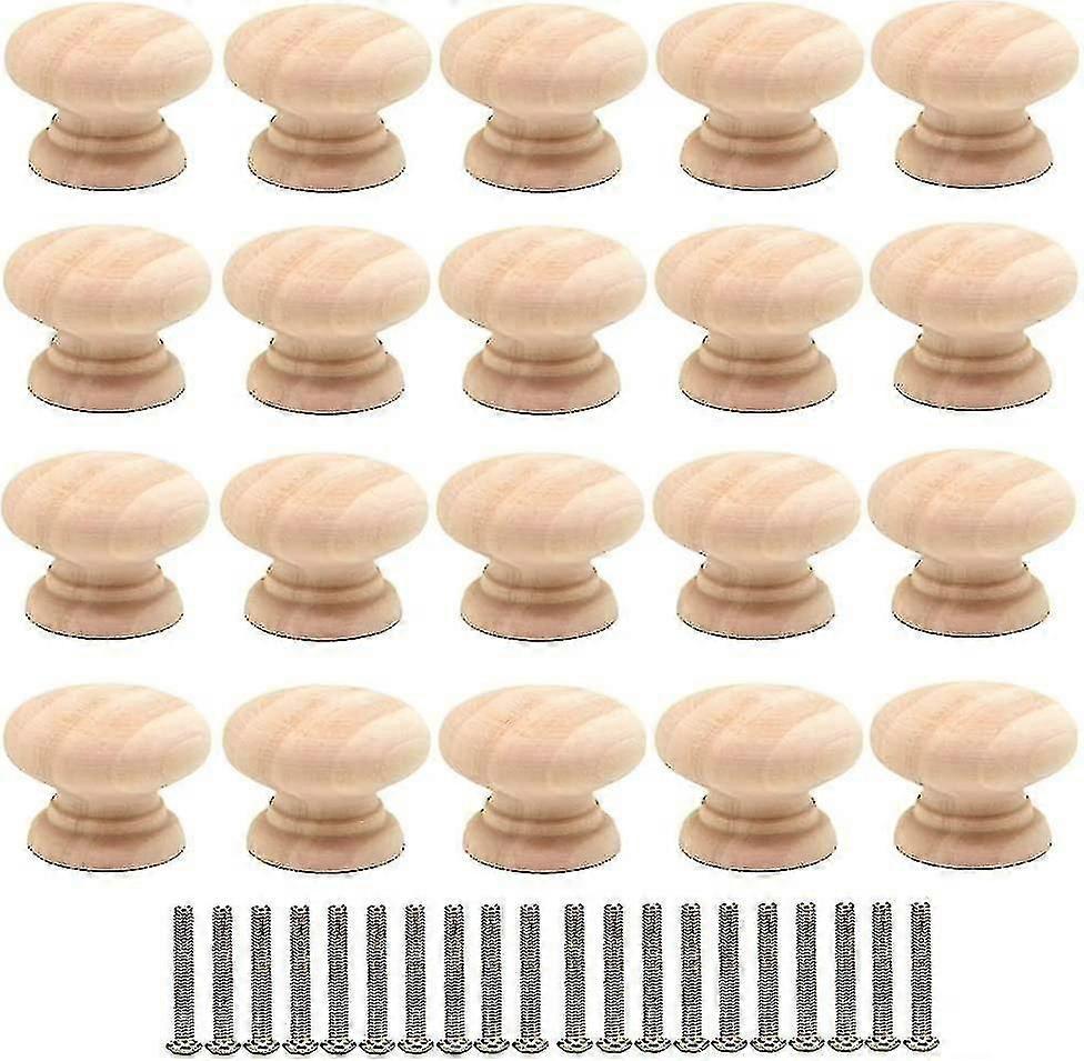 20 Pieces Wood Furniture Handles Wood Furniture Knobs Wood Cabinet Knobs Cabinet Handle Round ...