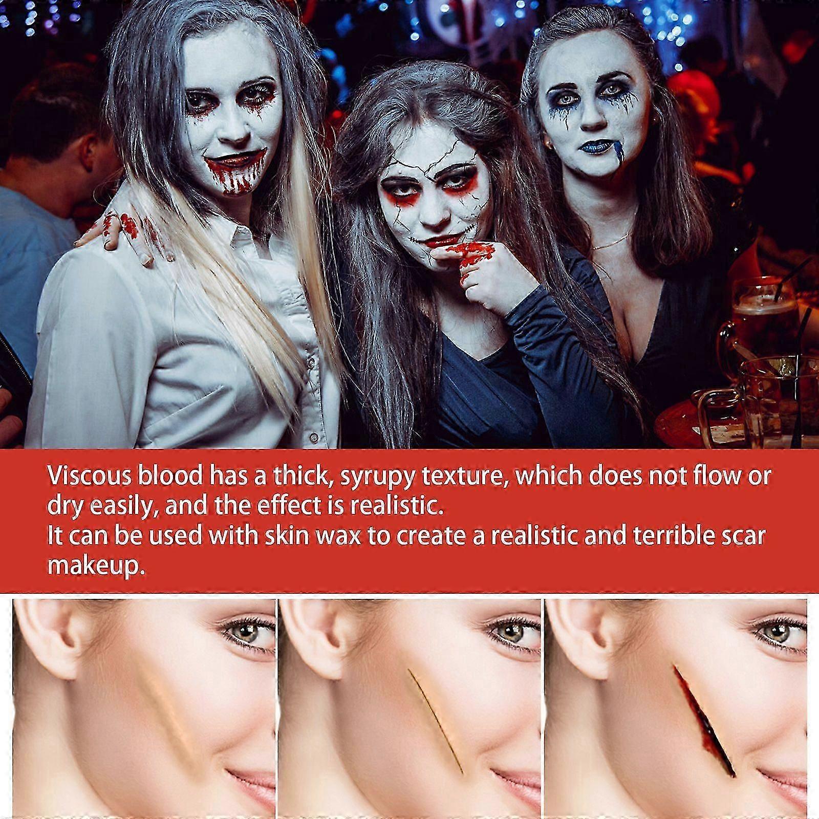 Halloween Fake Blood Makeup Set, Scary Atmosphere Realistic Skin Wax ...